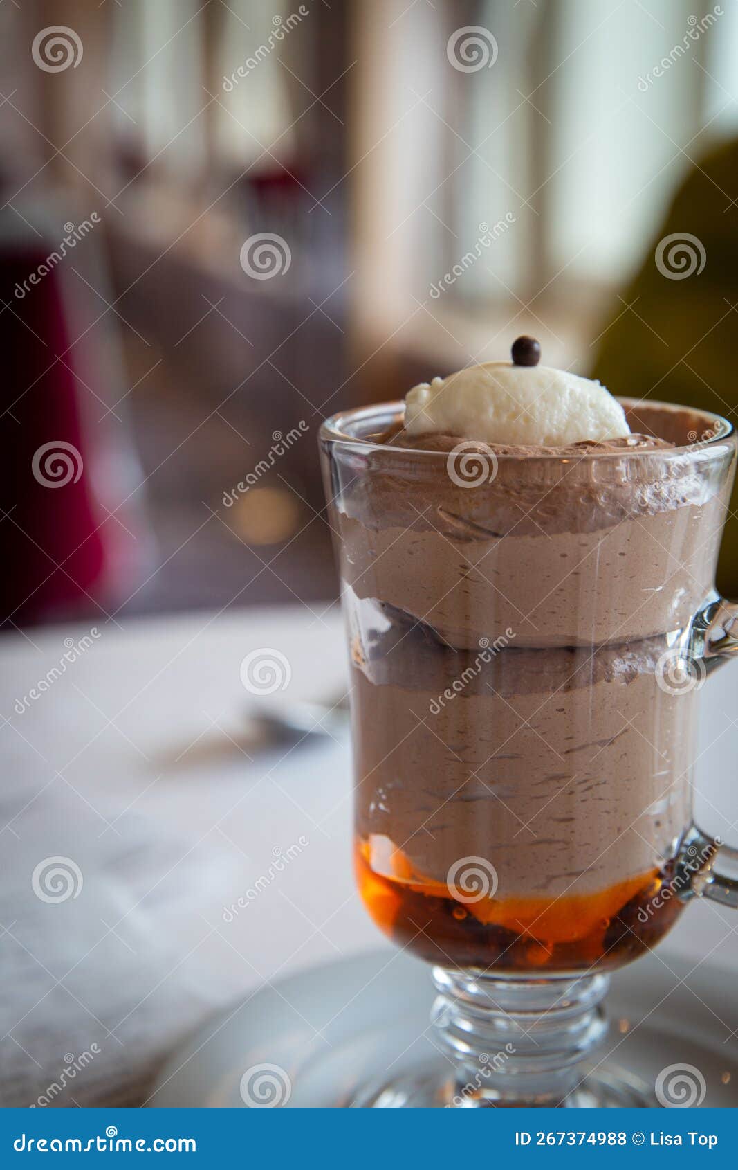 Three Layered Chocolate Mousse Stock Photo - Image of three, glass ...