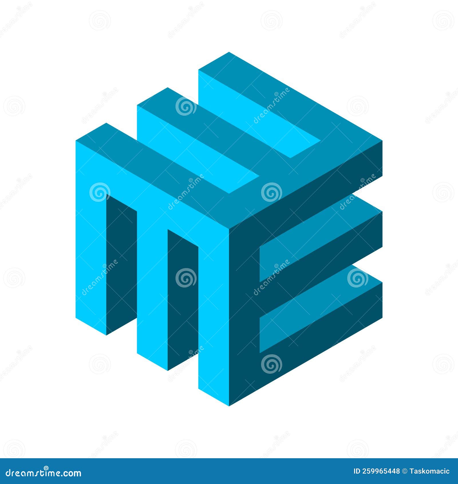 MEE Letter Logo. 3D Letter M and E Cube. Blue Geometric Hexagon Shape ...