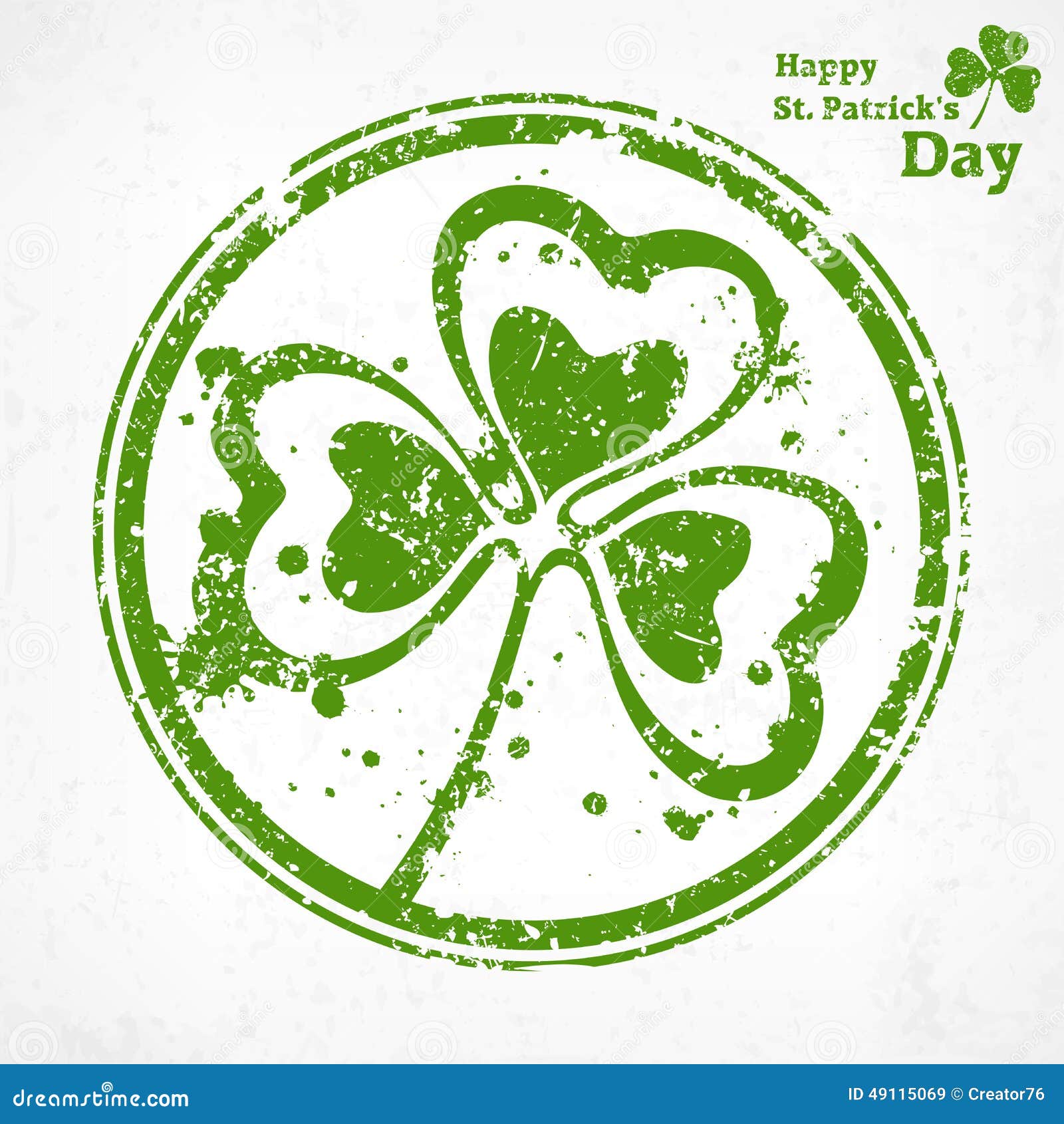 Three Leaf Clover Grunge in Round Stock Vector - Illustration of pick ...