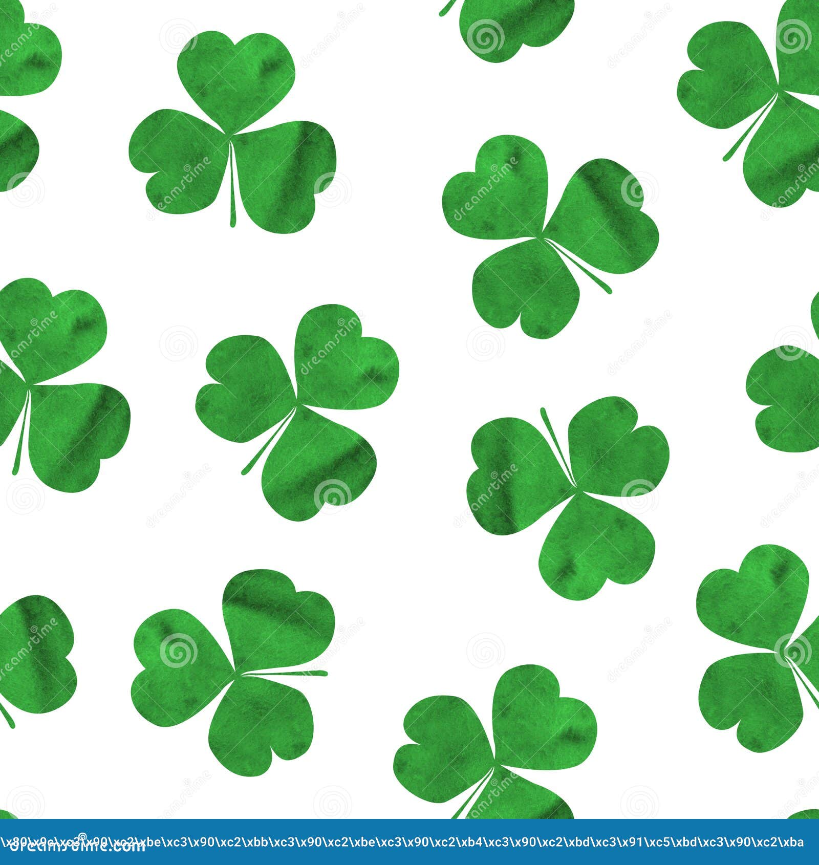 Irish Clover Leaves Green Seamless Watercolor Pattern. Stock Image ...