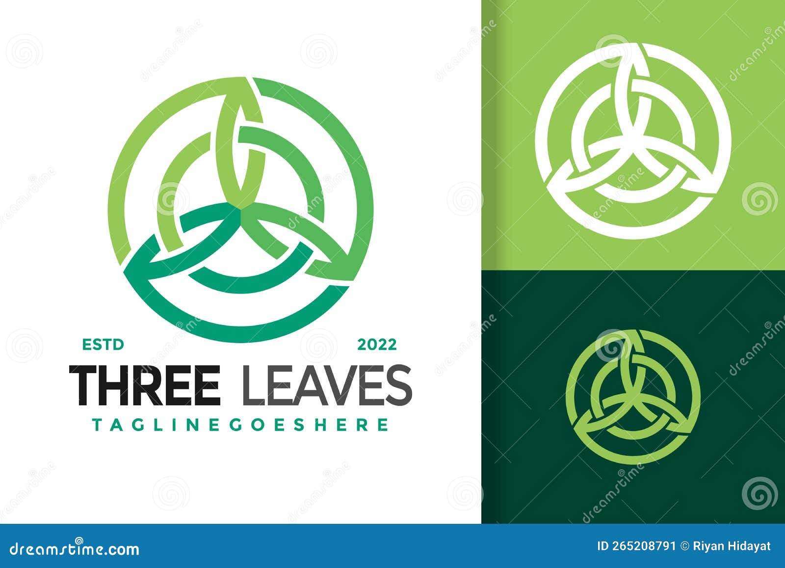 Three Leaf Logo Design Vector Illustration Template Stock Vector ...