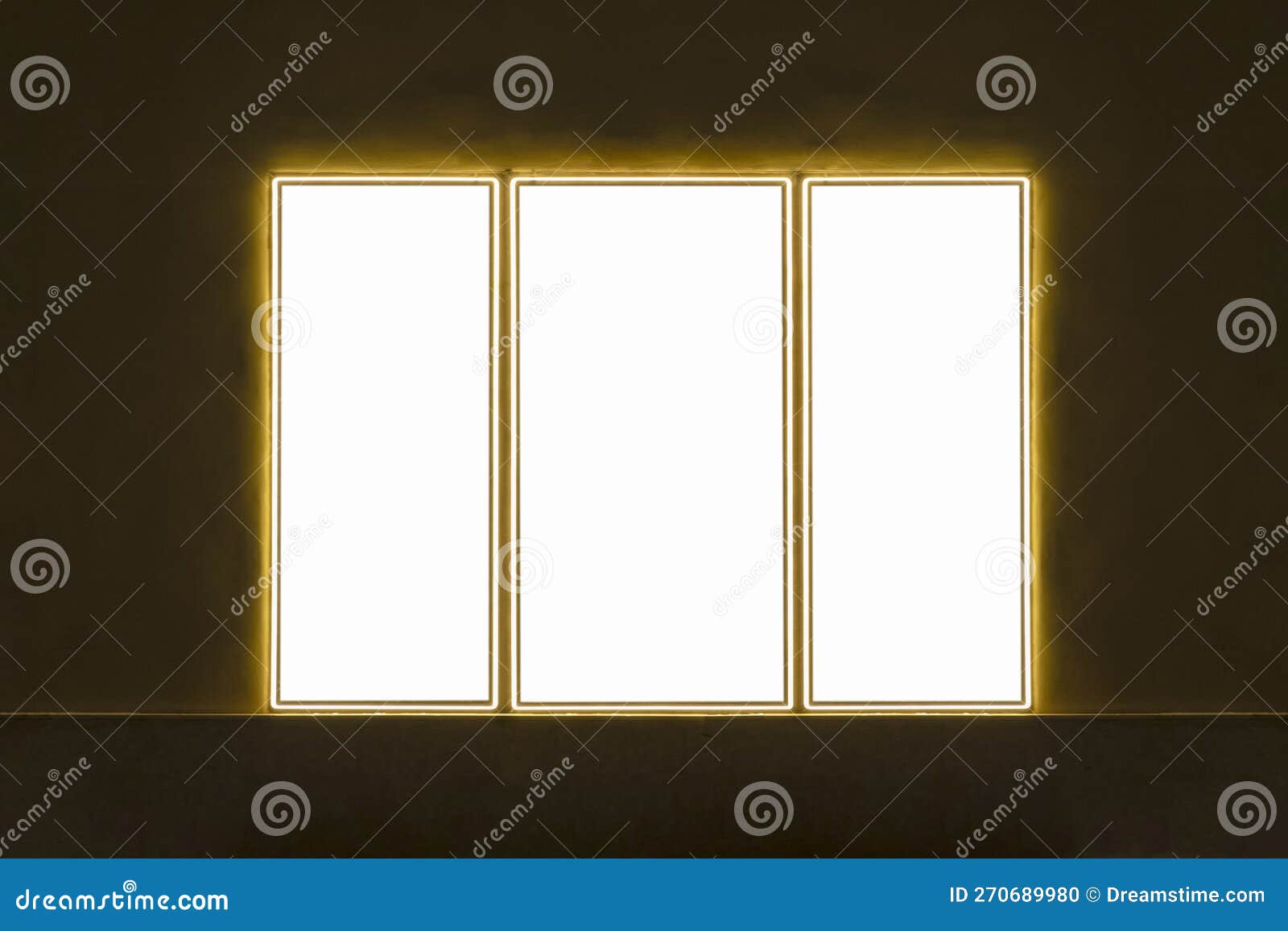 Three-leaf Window Glowing in the Dark Stock Photo - Image of street ...