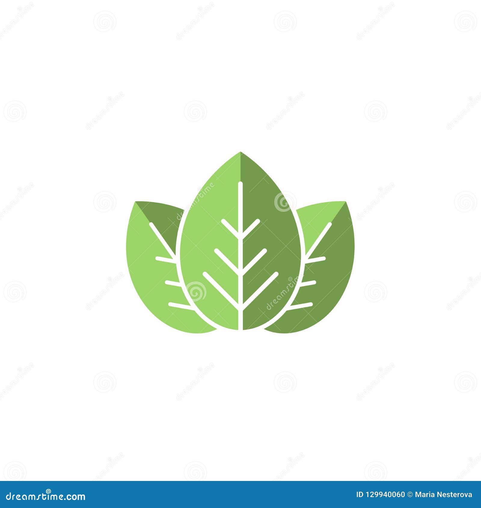Three Leaves Eco Icon. Isolated on White. Vector Illustration. Green ...