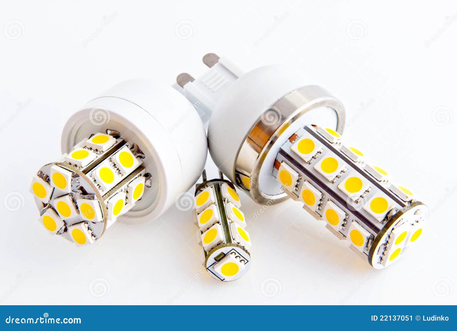 Three LED Bulbs with 3-chip SMD LEDs Stock Image - Image of bright ...