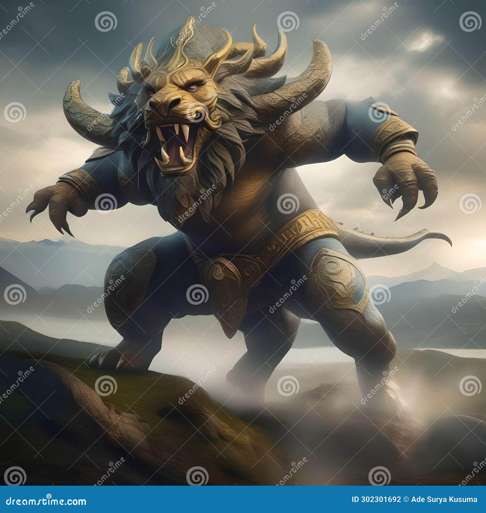 Three Legged Mythical Beast King Stock Illustration - Illustration of ...