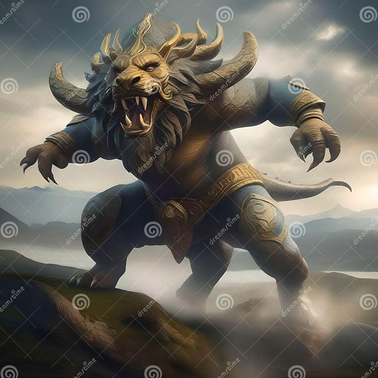 Three Legged Mythical Beast King Stock Illustration - Illustration of ...