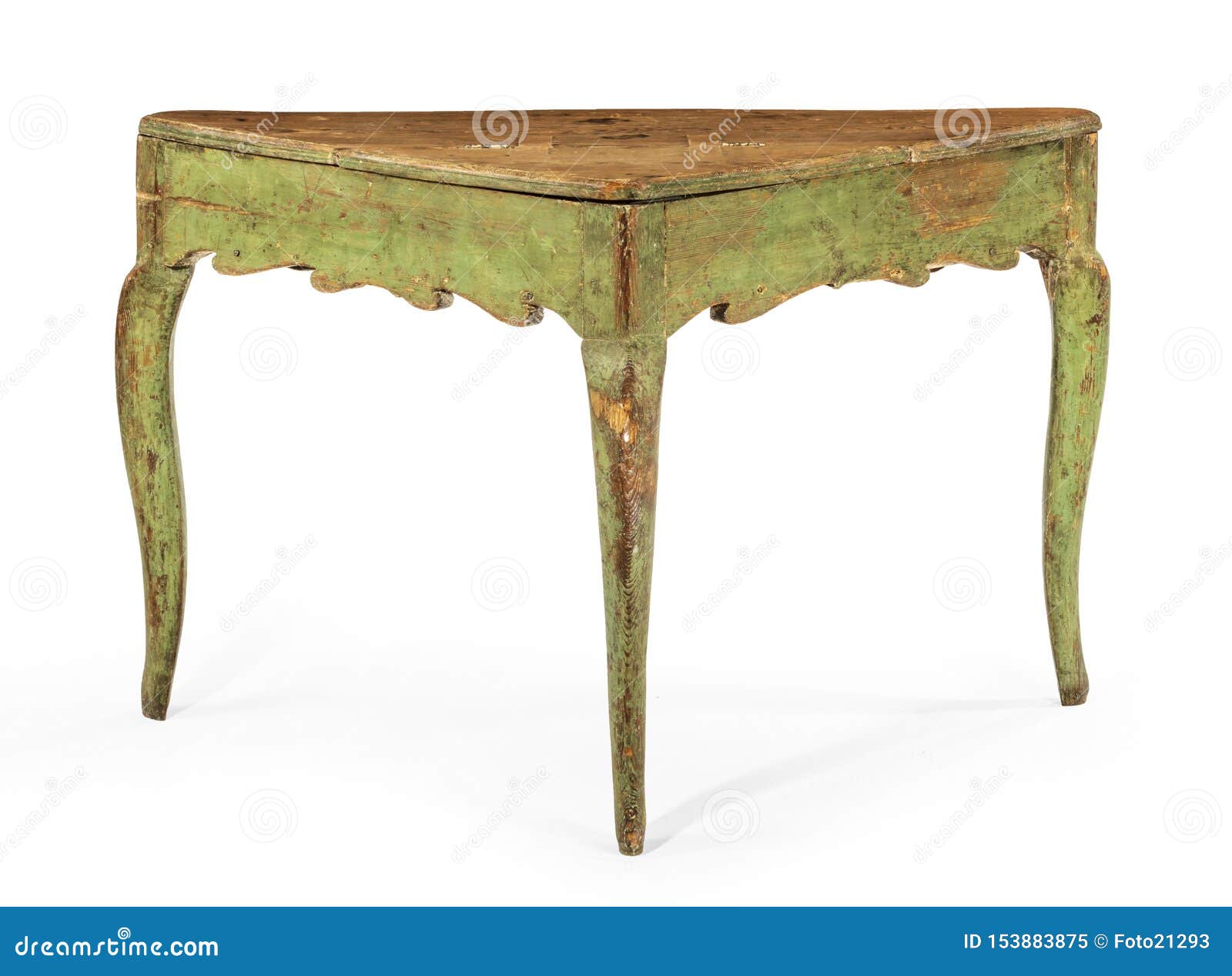 Three Legged Painted Wooden Table Stock Image - Image of wood ...