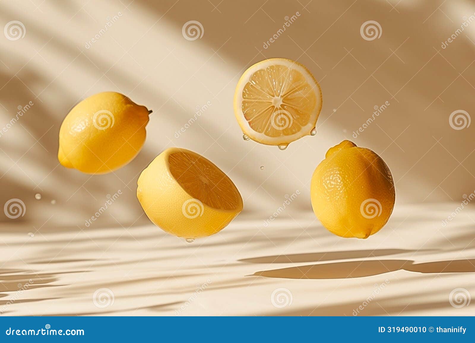 Three Lemons that are Falling Off of a Lemon Tree Stock Illustration ...