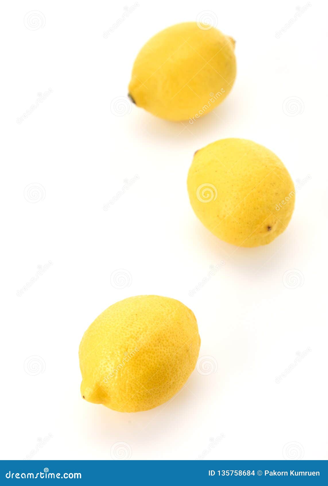 Three Lemons Isolated on White Background Stock Photo - Image of health ...