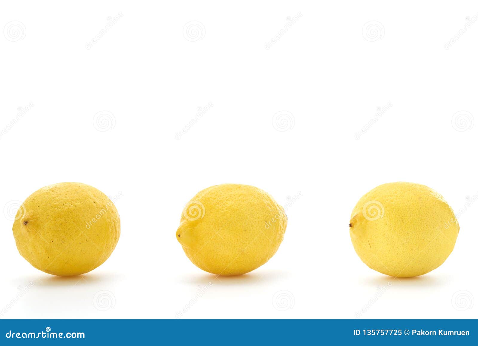 Three Lemons Isolated on White Background Stock Image - Image of summer ...
