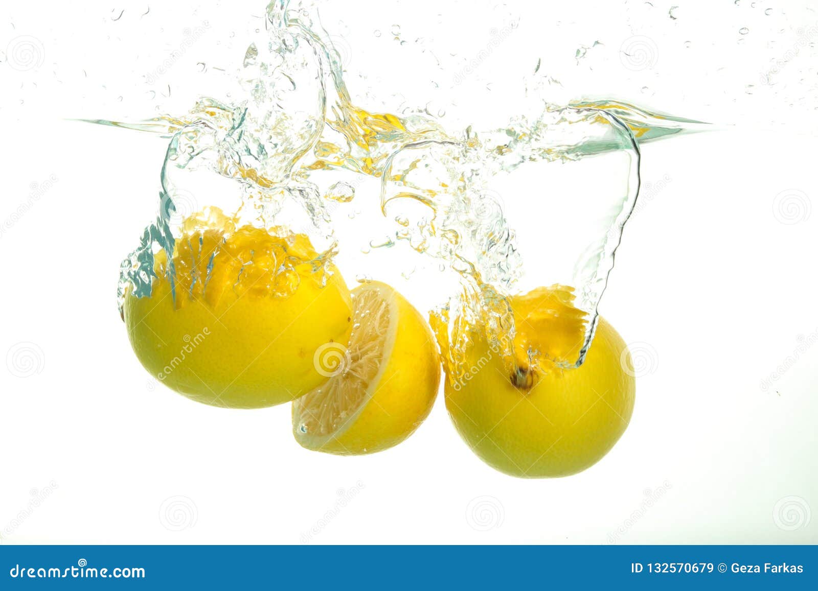 Three Lemons Spash in Water on White Background Stock Image - Image of ...