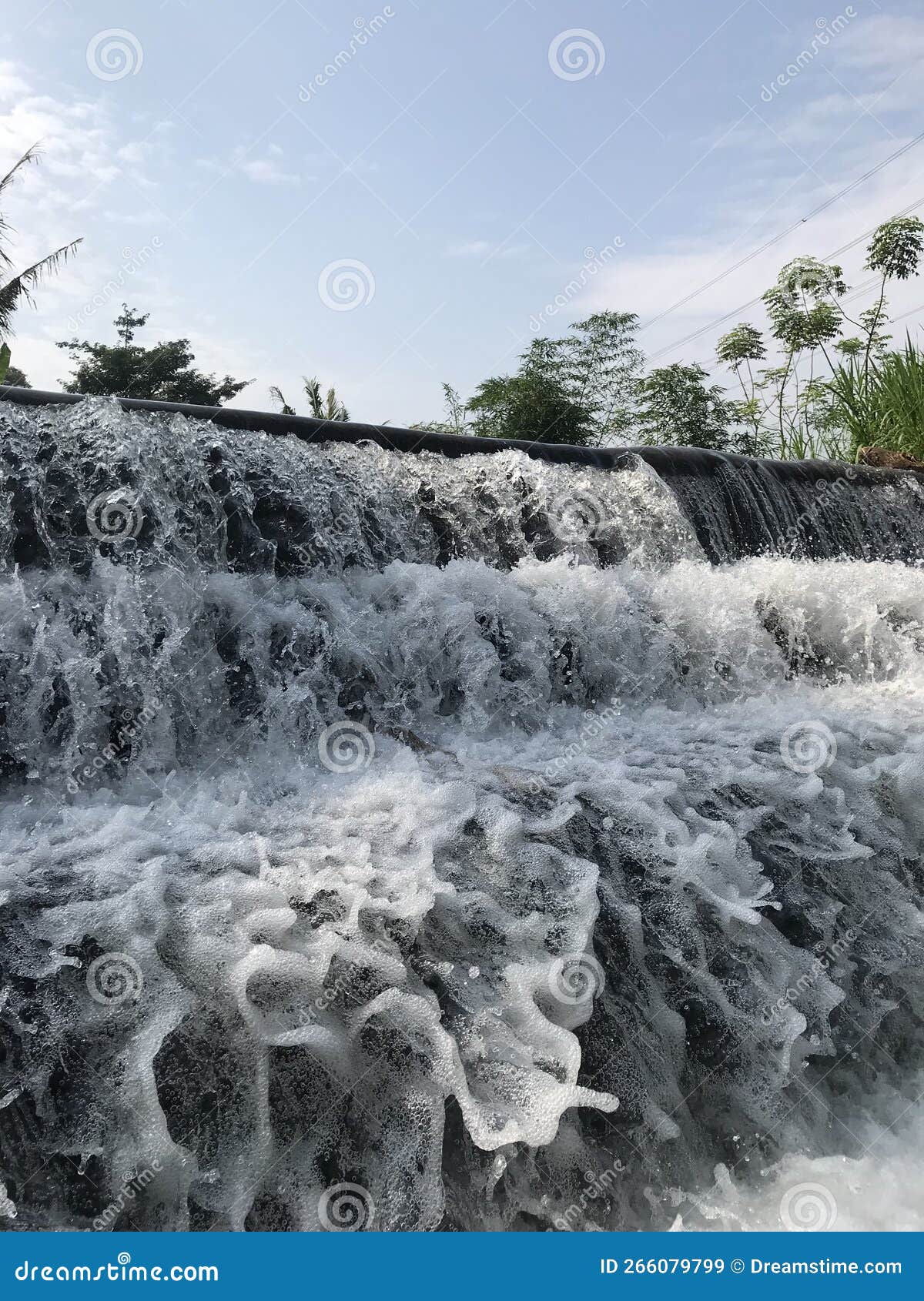 Three-level Waterfall in a Village River Stock Image - Image of ...