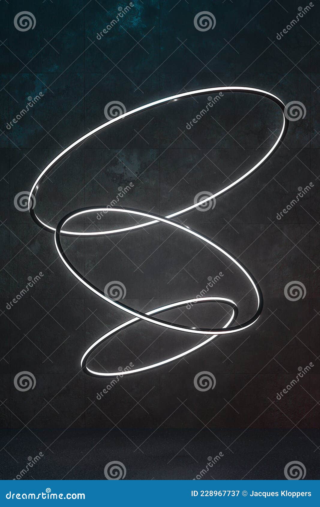 Three Levitating Light Rings Float Above the Ground Stock Illustration ...
