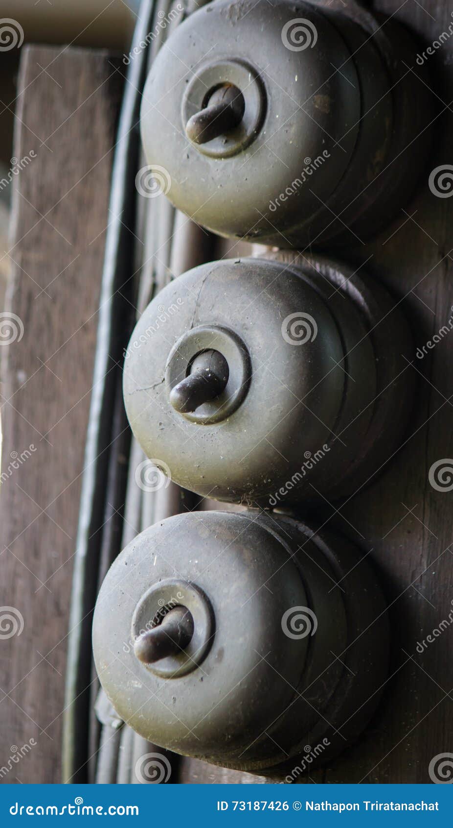 Three Light Switches in Vintage Style. Stock Photo - Image of switches ...