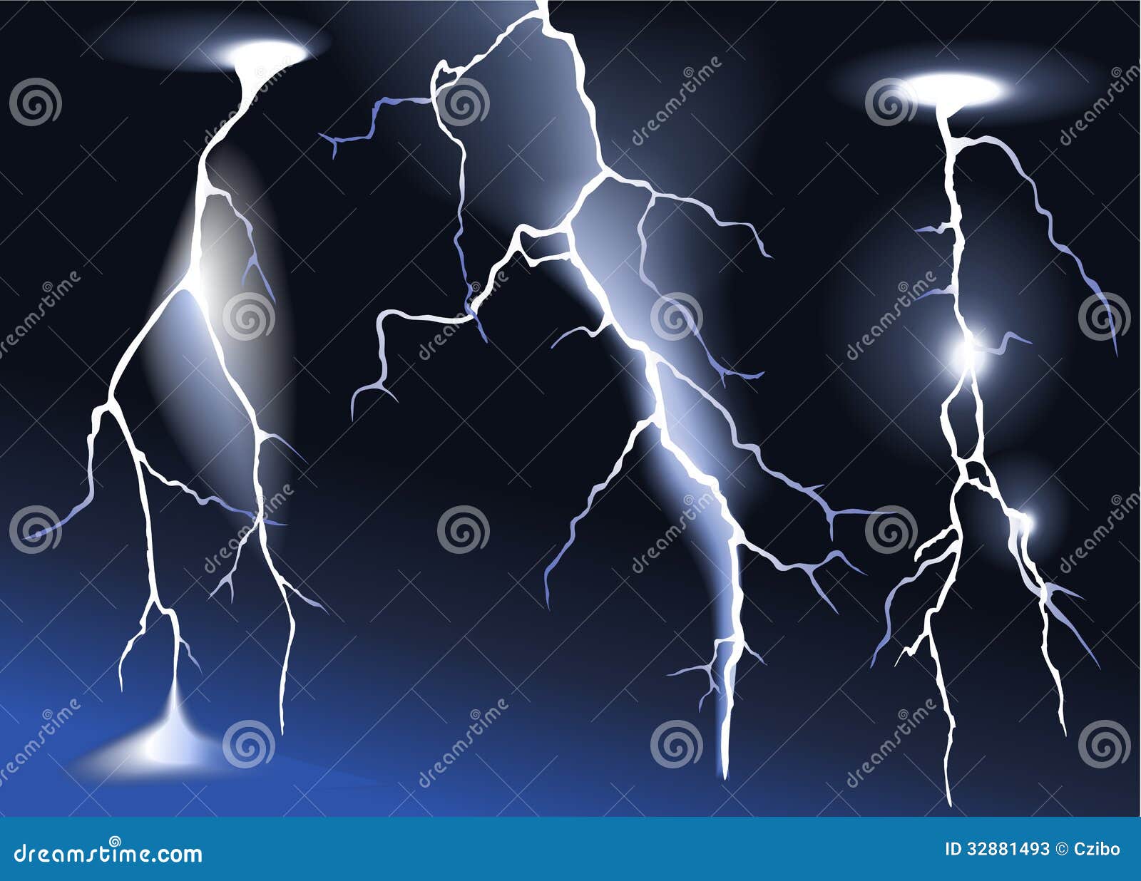 Three lightnings stock vector. Illustration of powerful - 32881493