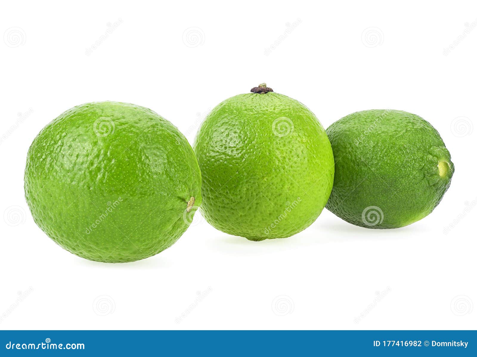 Three Limes Isolated on White Background, Close Up Stock Photo - Image ...