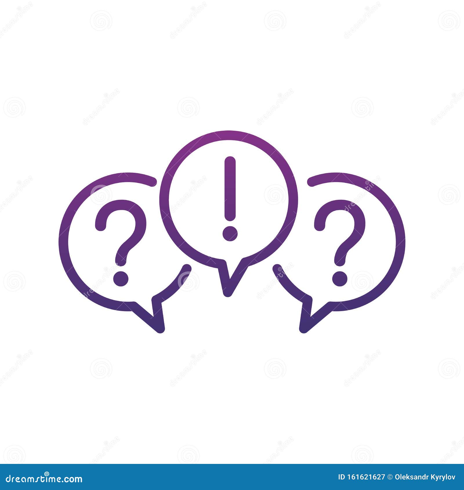 Three Linear Chat Speech Message Bubbles with Question and Exclamation ...