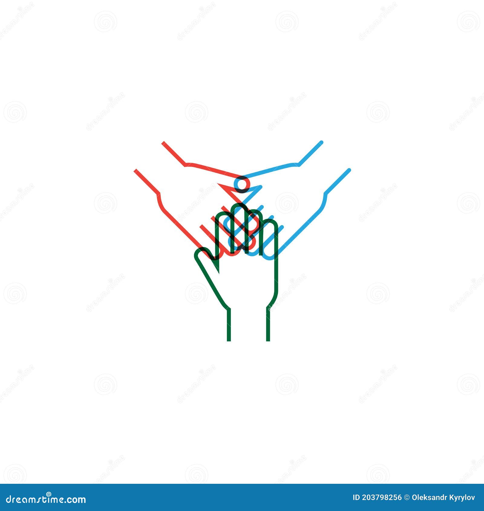 Three Linear Hand Together. Teamwork Hands Logo. Stock Vector ...