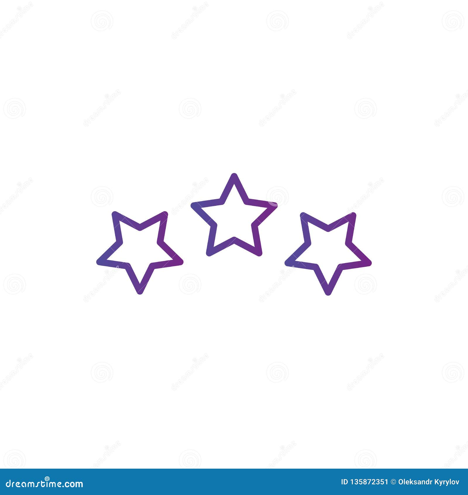 Three Linear Score Stars In Circle. Linear Icon. Three Stars. Vector ...