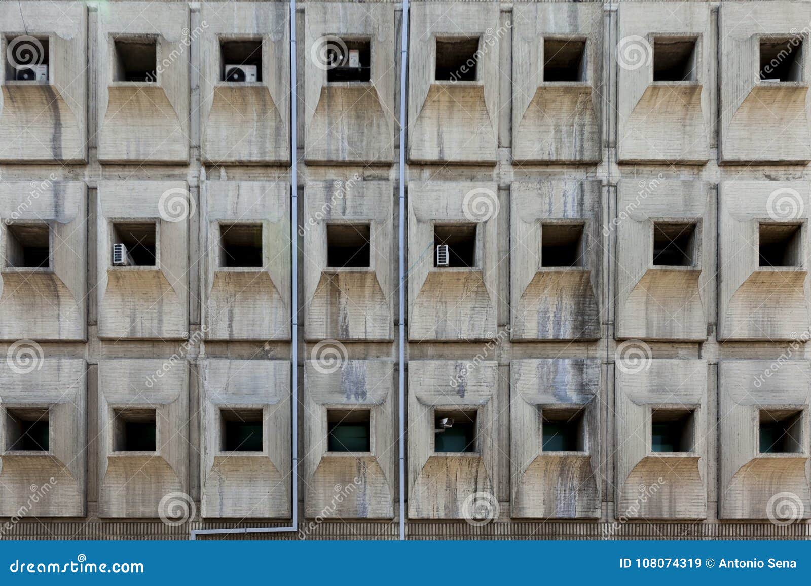 Three Lines of Windows on a Old Building Stock Image - Image of windows ...