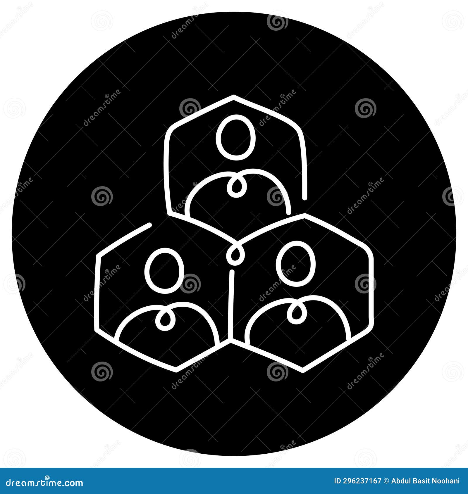 Three Linked Individuals Inside Hexagonal Frames, Symbolizing a Network ...