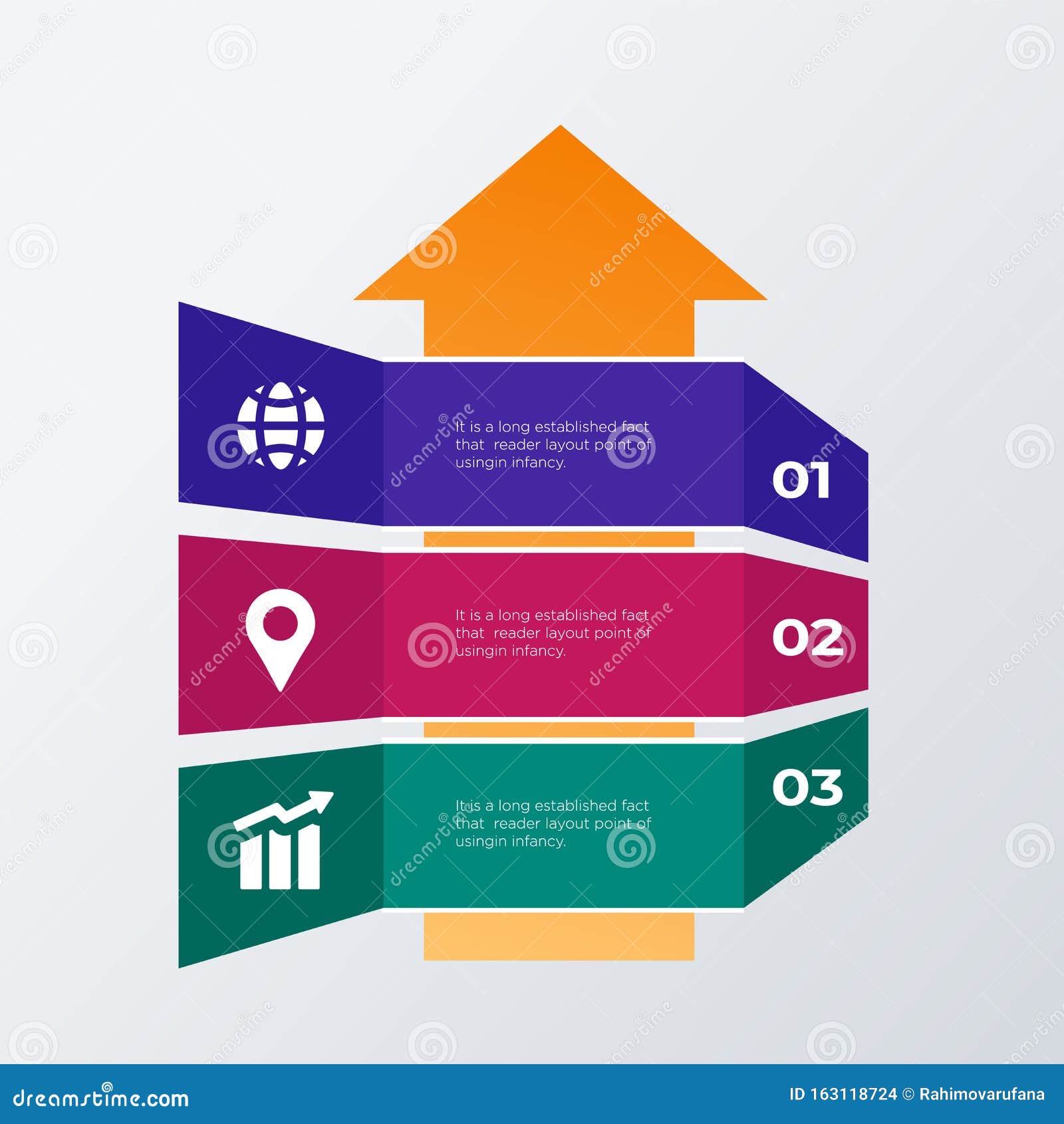 Three List Infographic Template Design with Icons. Business Concept ...