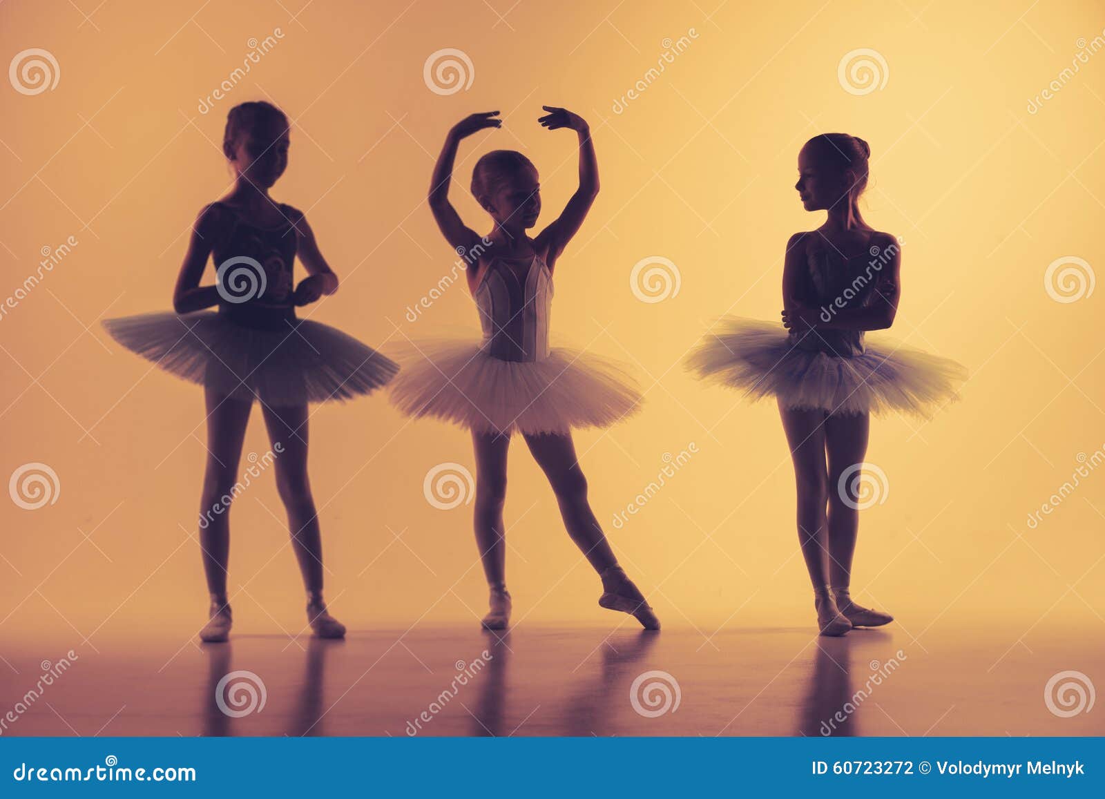 Three Little Ballerinas in Dance Studio Stock Photo - Image of class ...