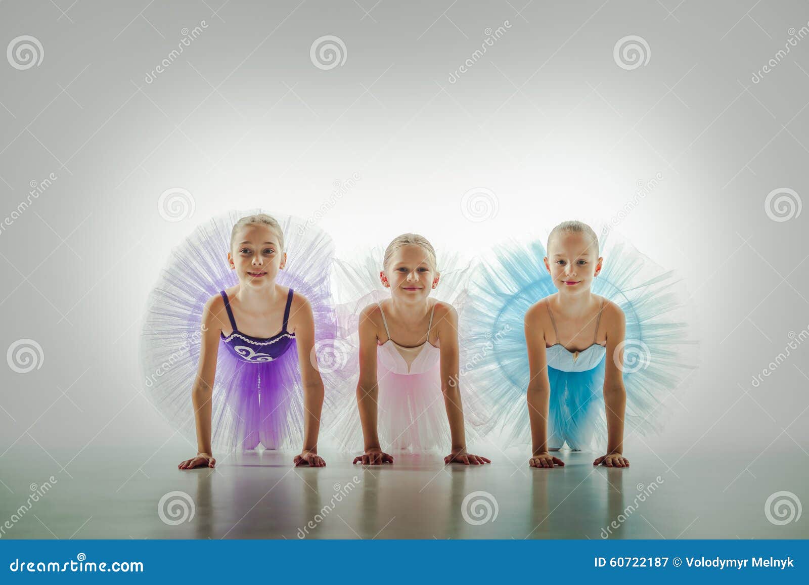 Little Ballerinas In Ballet Studio. Group Of Happy Girls Exercising Together Royalty-Free Stock ...