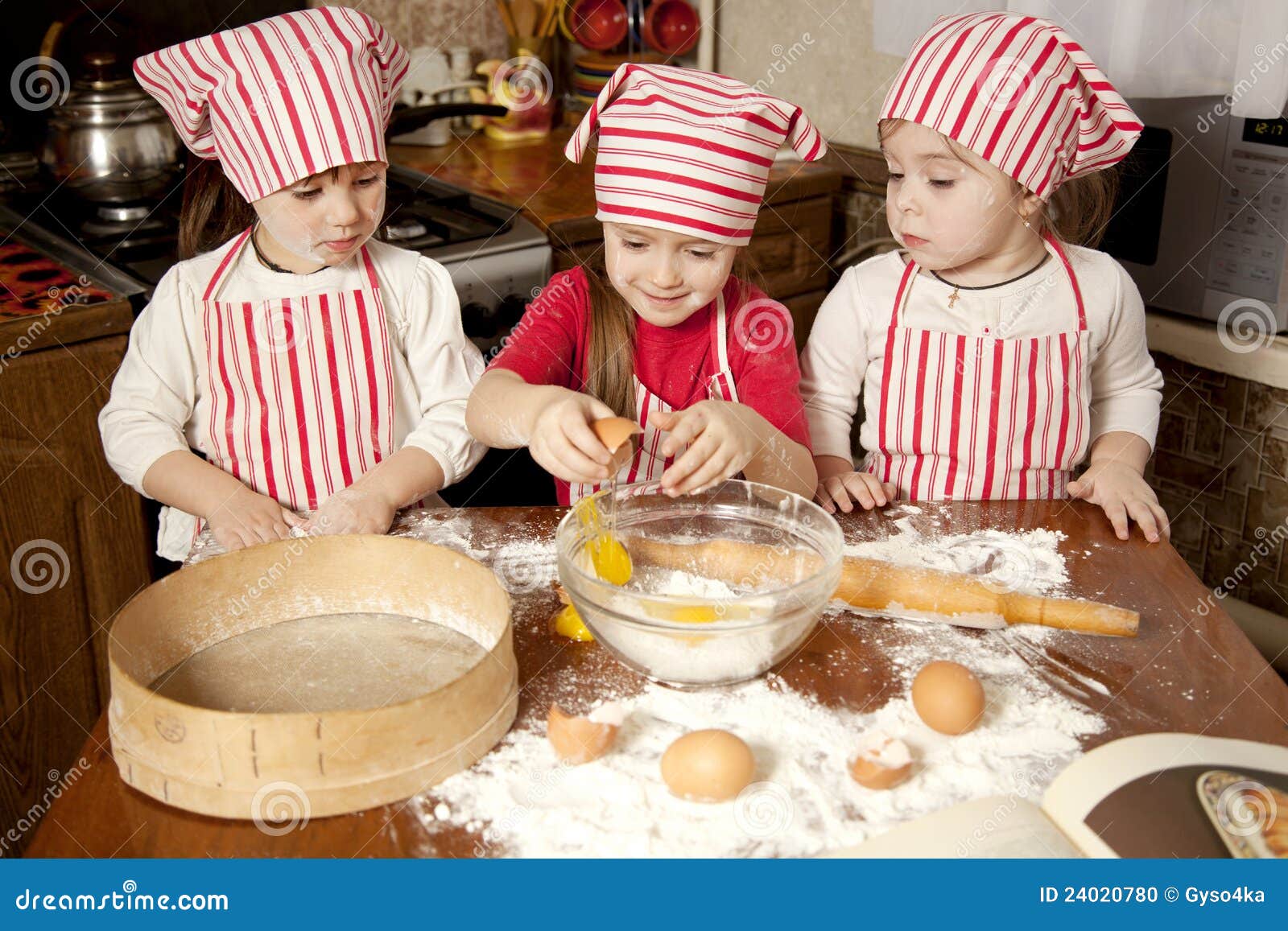 Three Little Chefs in the Kitchen Stock Photo - Image of kitchen ...
