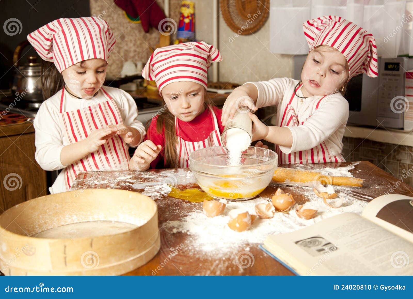 Three Little Chefs in the Kitchen Stock Photo - Image of cheerful, chef ...