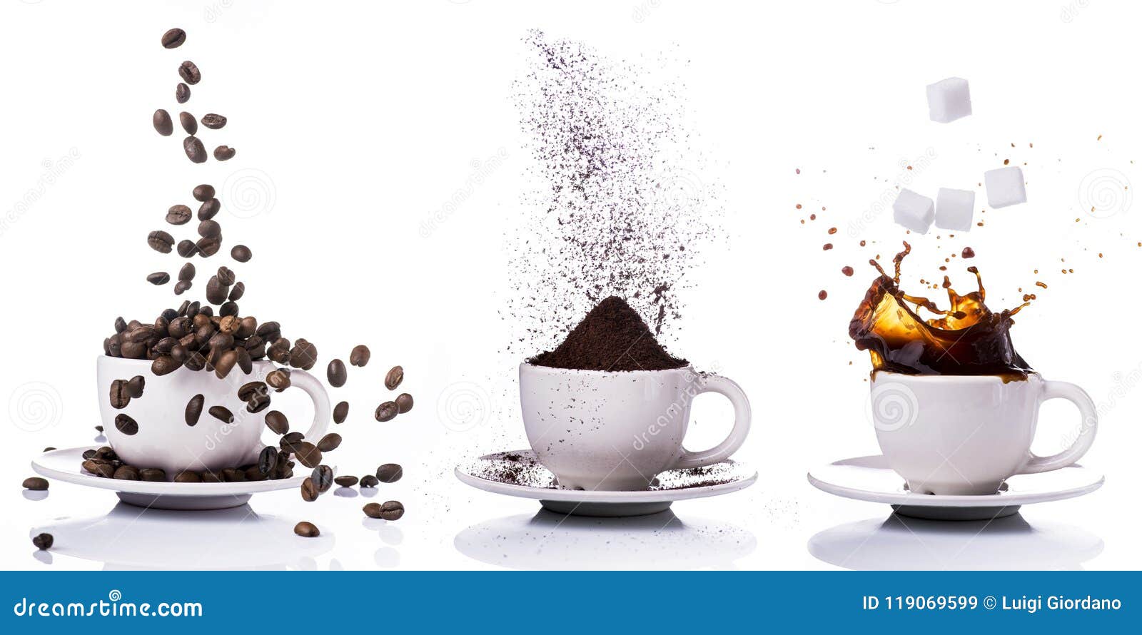 Three Little Cups of Different Types of Coffee Stock Image - Image of ...