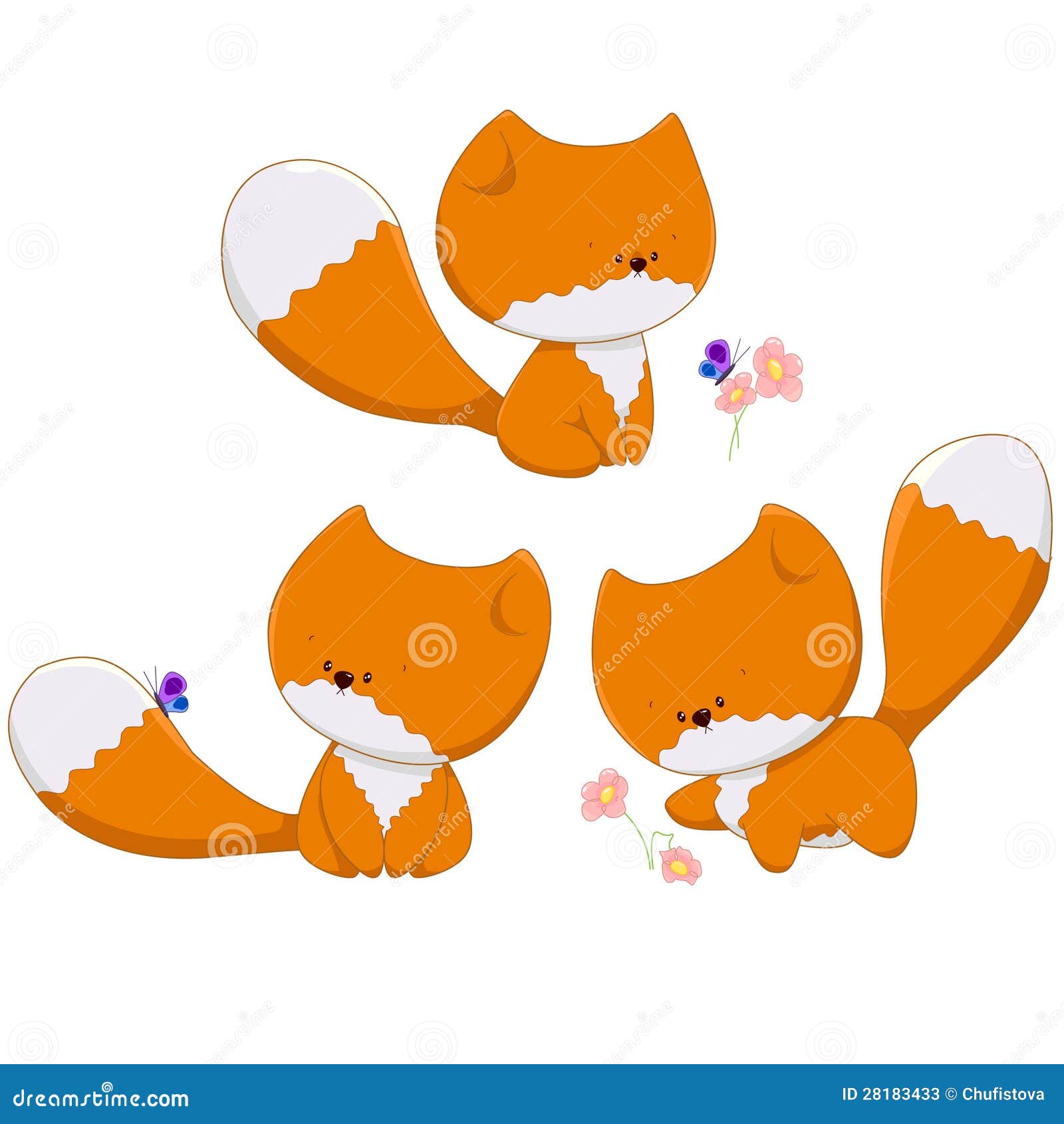 Three little foxes stock vector. Illustration of brown - 28183433