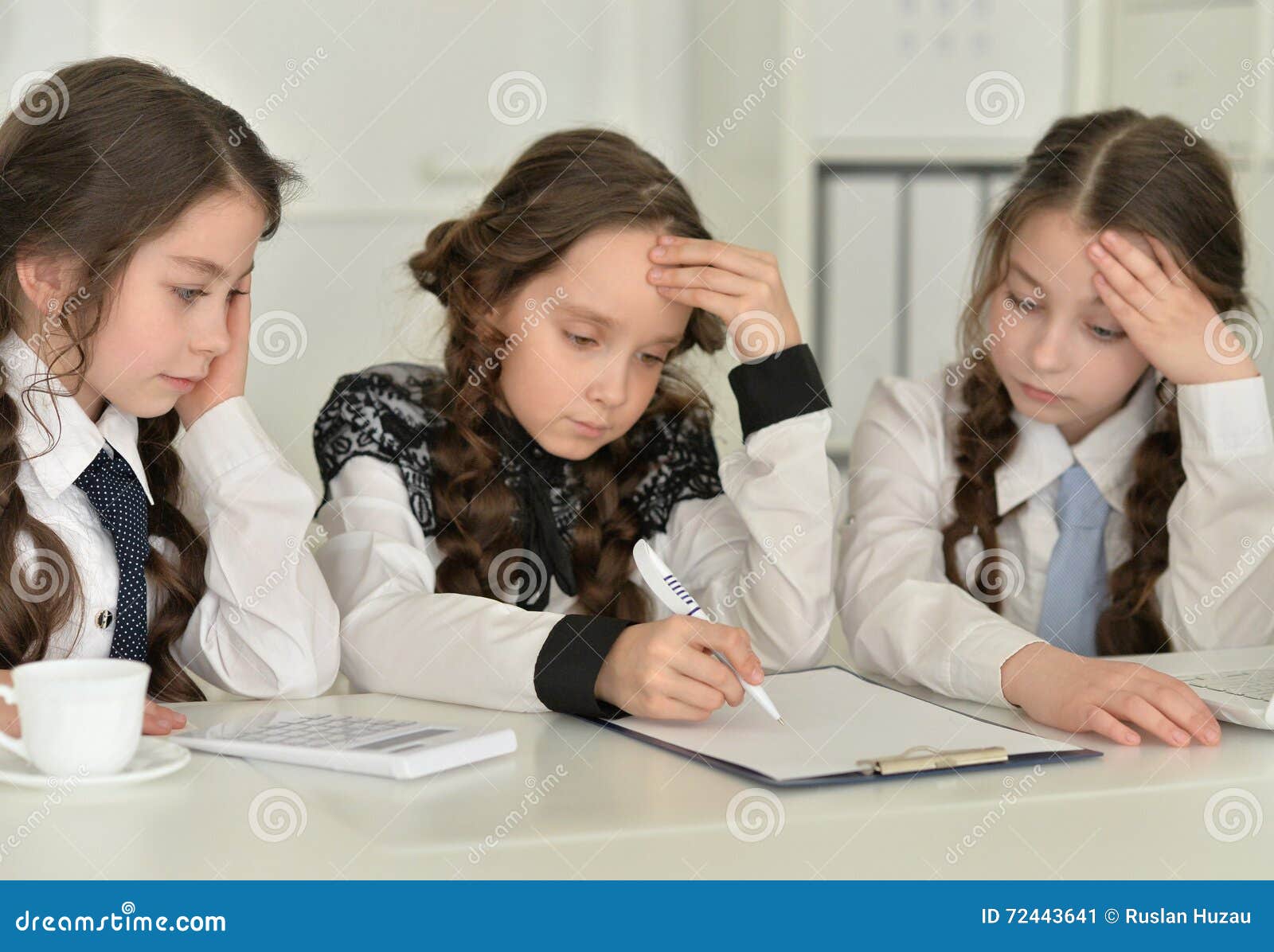 Three Little Girls Making Homework Stock Image - Image of learning ...