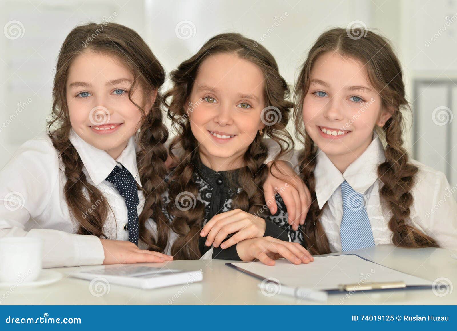 Three Little Girls Making Homework Stock Image - Image of small, pupils ...