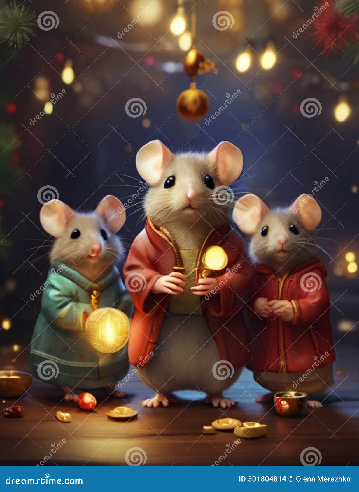 Three mice stock illustration. Illustration of animals - 301804814