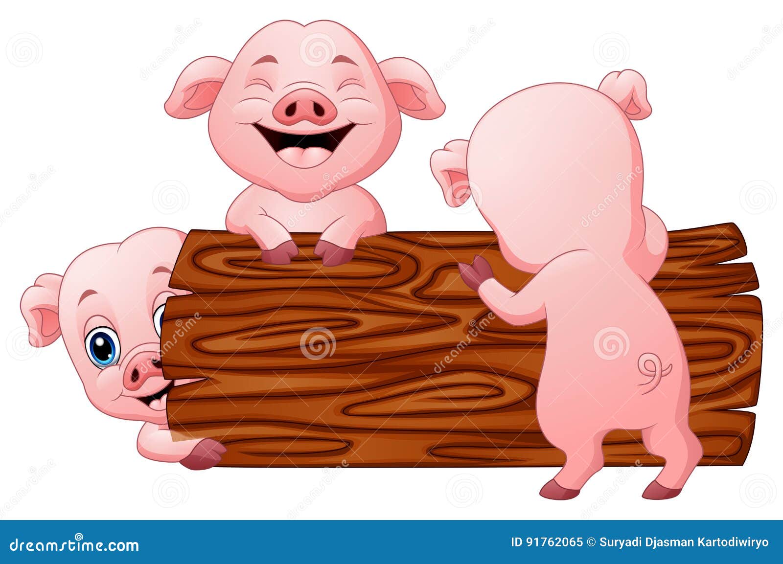 Three Little Pig Cartoon in the Log Stock Vector - Illustration of ...