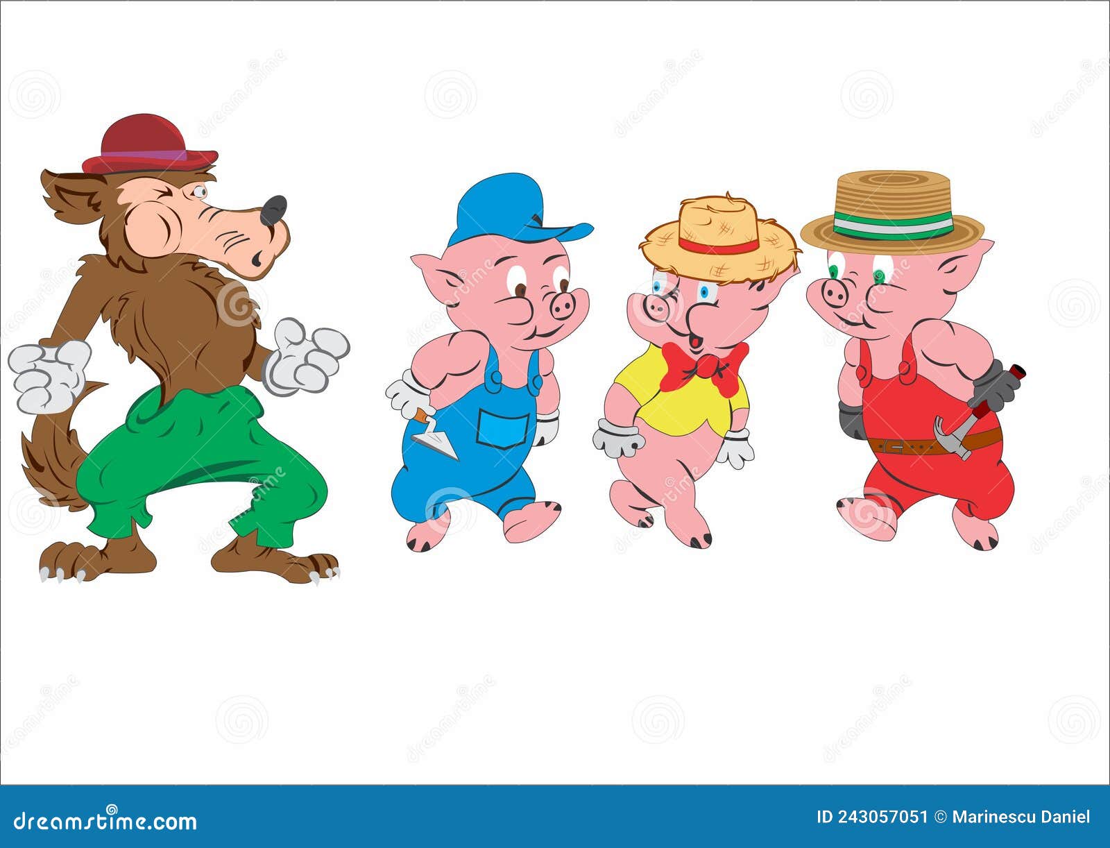 Three Little Pigs and the Wolf Vector Editorial Photo - Illustration of ...