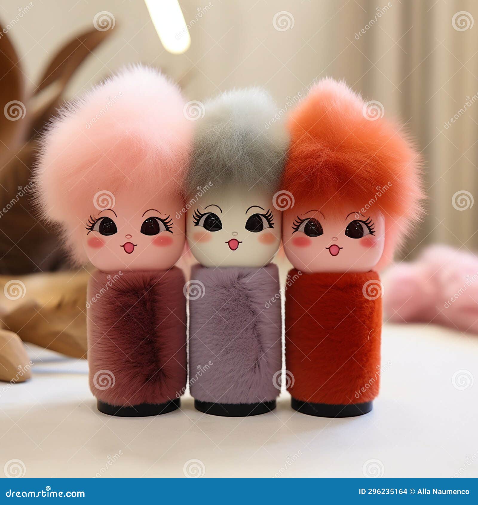 Three Little Plush Dolls in a Child S Room Stock Illustration ...