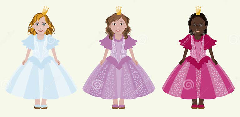 Three little princess stock vector. Illustration of ethnic - 40940179