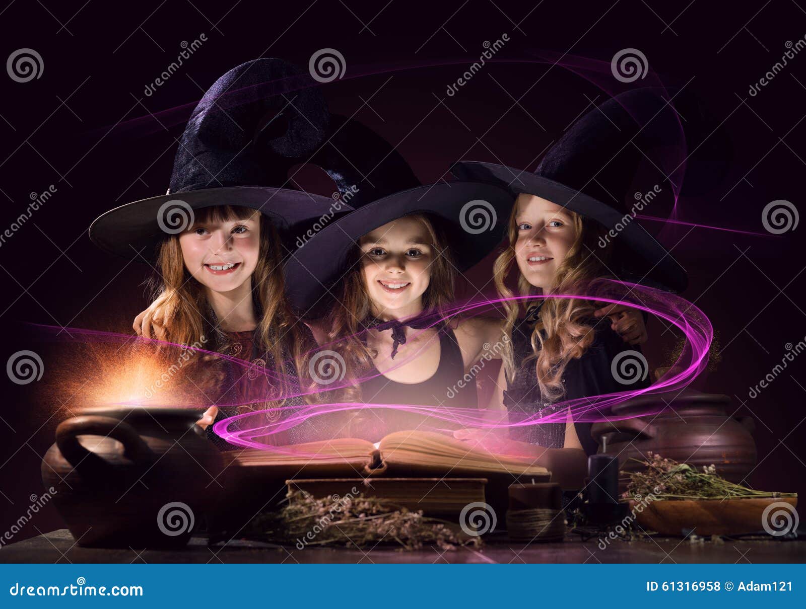 Three little witches stock photo. Image of clothing, dark - 61316958