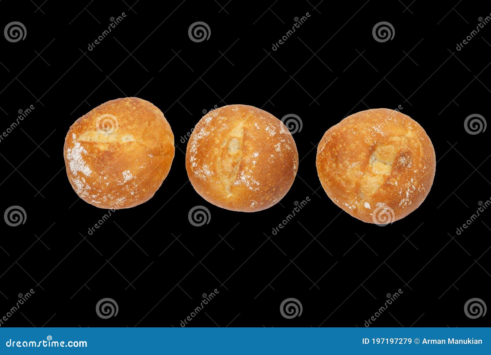 Three Loaf Bread Isolated on White Background. Top View Stock Image ...