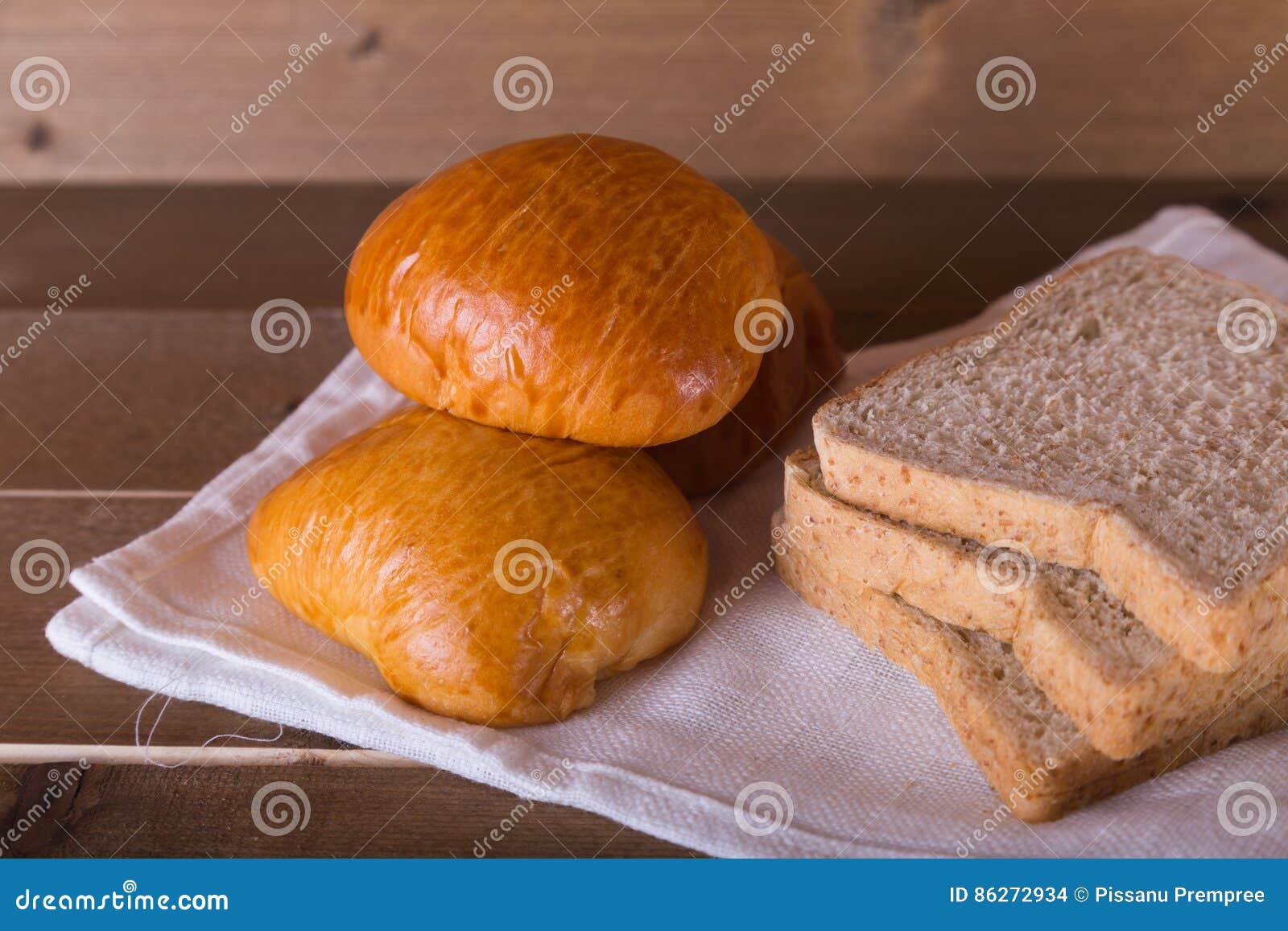 Three Loaf Bread and Whole Wheat Breads on Linen Stock Photo - Image of ...