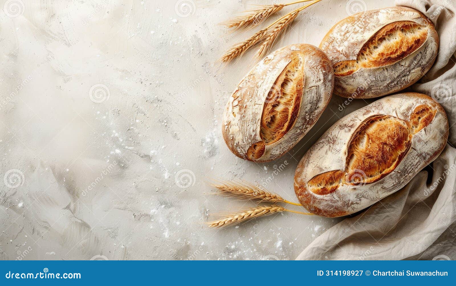Three Loaves of Bread with a Sprinkle of Flour on Top by AI Generated ...