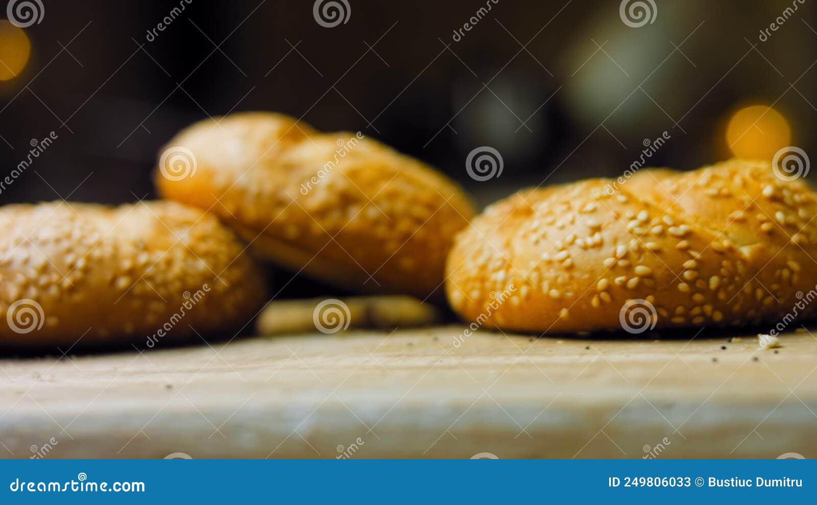 Three Loaves of Freshly Baked Bread in a Round Shape. in the Background ...