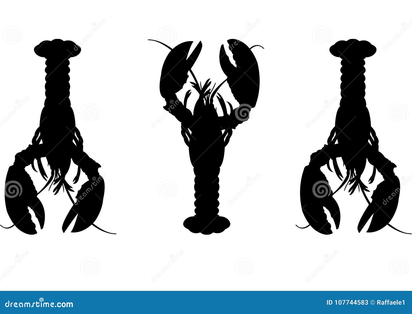 Three Lobster silhouette stock vector. Illustration of lobster - 107744583