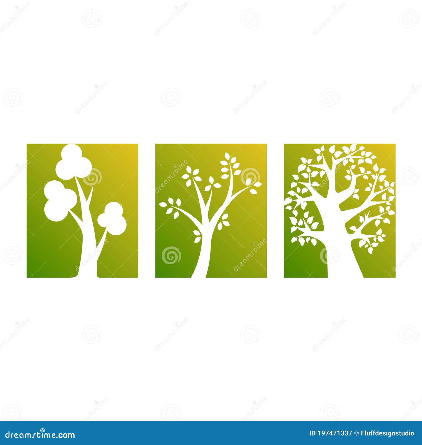 Three Logo of a Tree Inside a Square Shape Stock Vector - Illustration ...