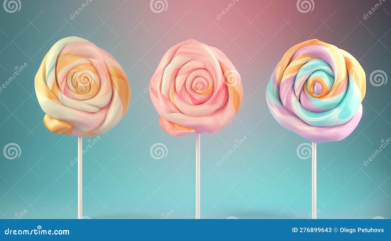 Three Lollipops with Different Colors on a Stick Stock Illustration ...