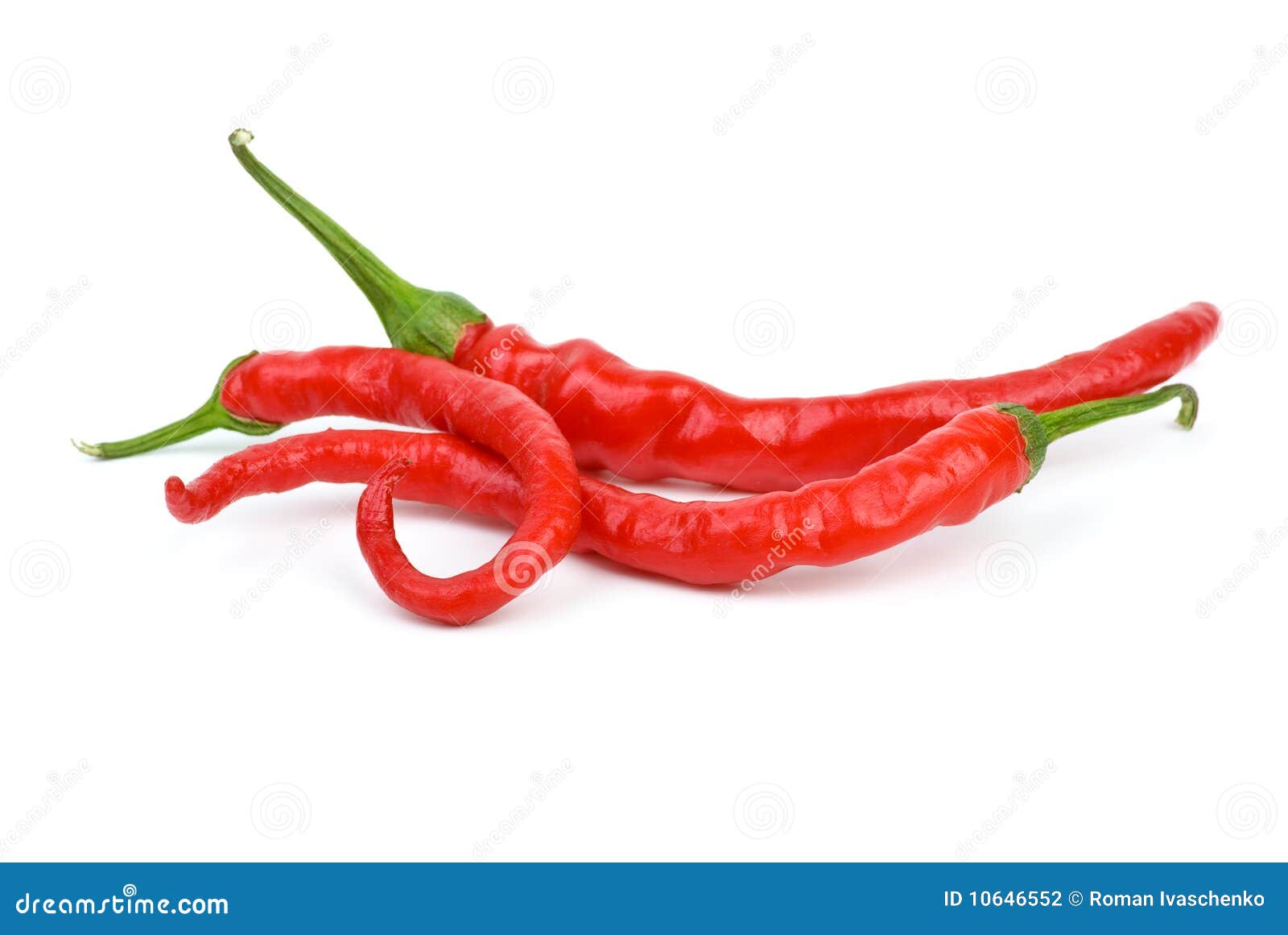 Three Long Curved Red Hot Chili Peppers Stock Photo - Image of shiny ...