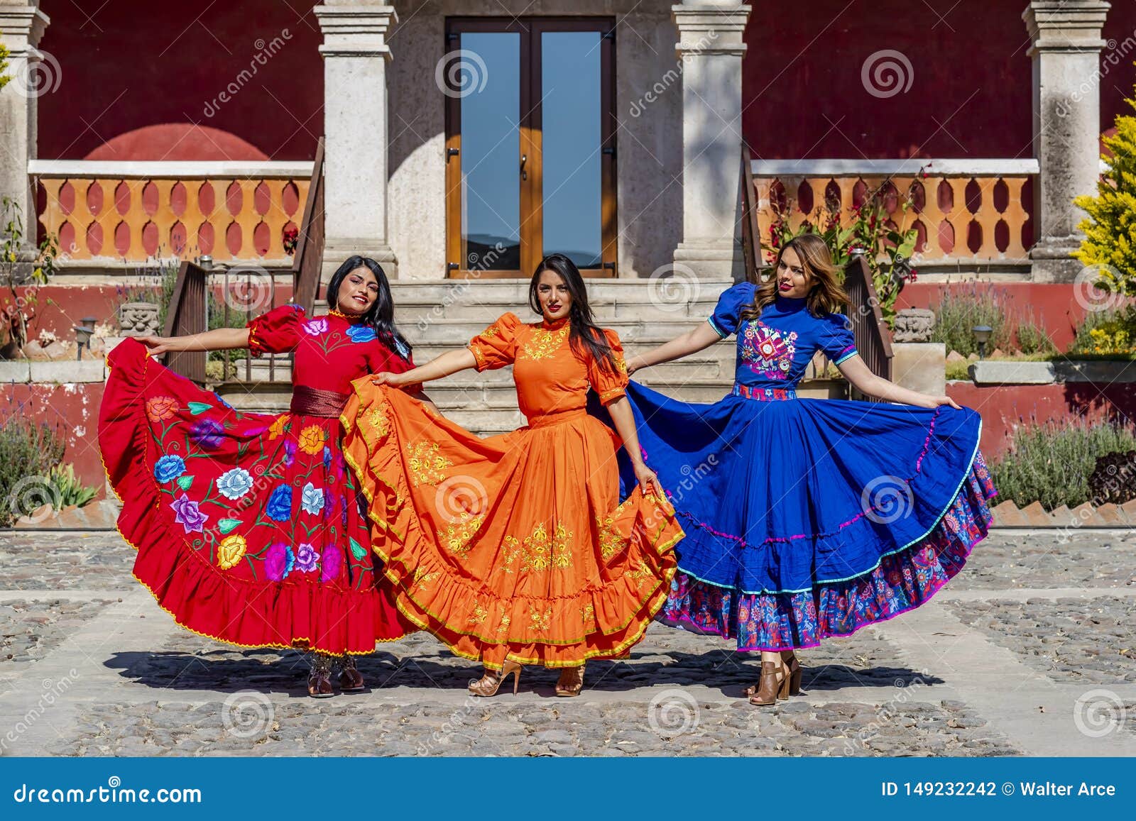 Three Lovely Hispanic Brunette Models Pose Outdoors on a Mexican Ranch ...