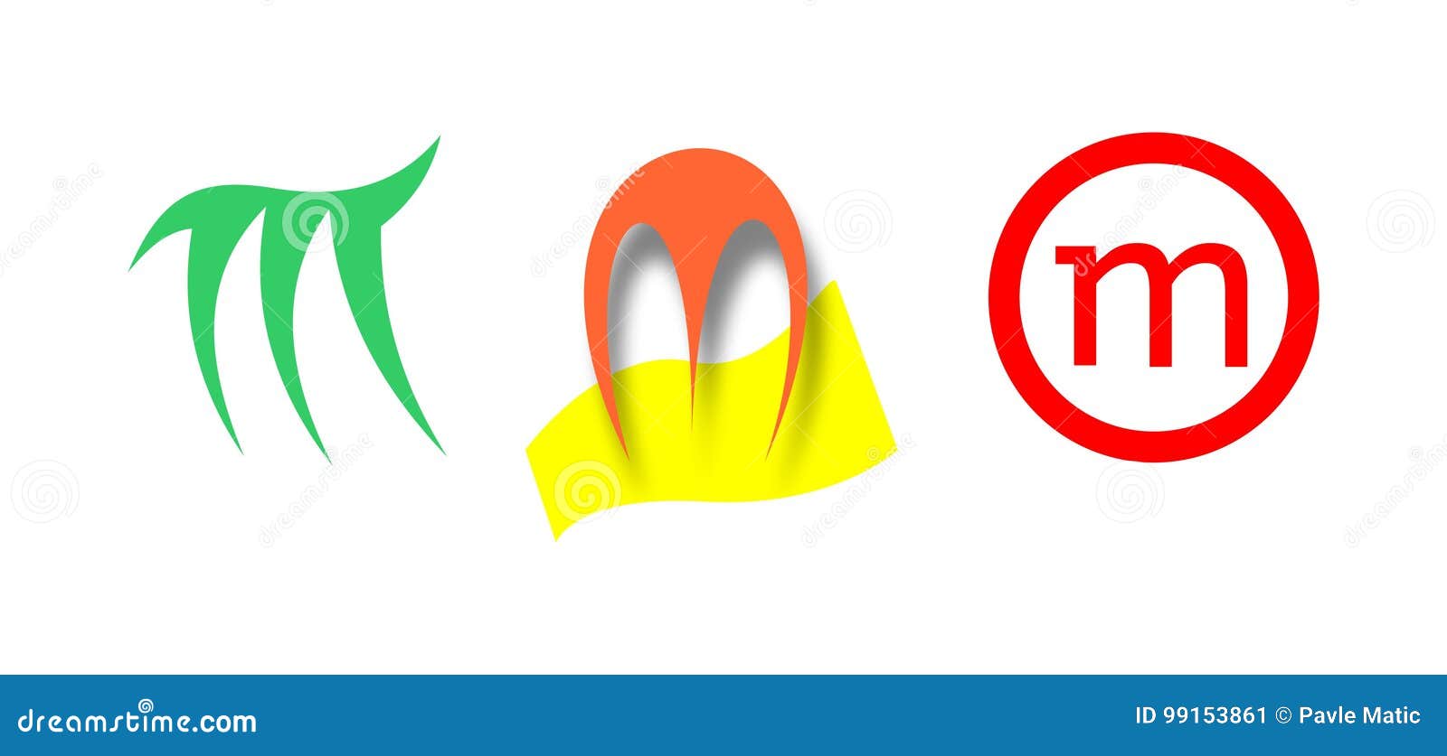 Three m logos stock vector. Illustration of letter, flat - 99153861